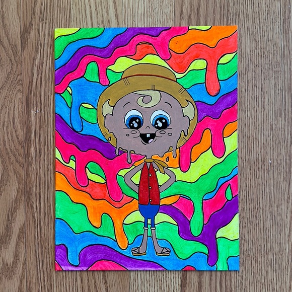 Art | Flapjack X Monkey D Luffy Flat Canvas Painting | Poshmark